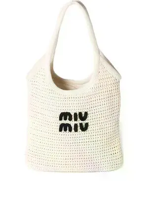 Miu Miu Medium Ivy Woven Tote Bag - Neutrals