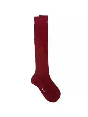 N°21 Ribbed Logo-print Socks - Red