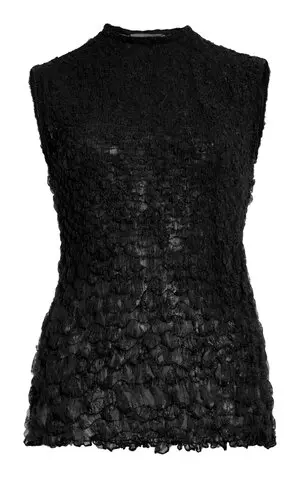 THE ROW Luma Textured Lace Tank Top - Black