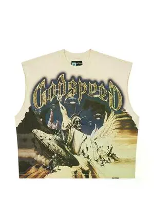 GODSPEED The Landing Graphic-print Sleeveless T-shirt - Neutrals