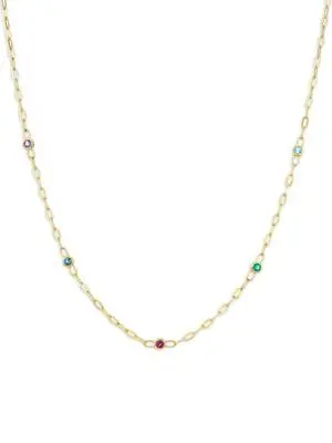 DINNY HALL Gemstone Paperclip Chain Necklace