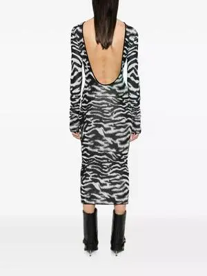 Attico Zebra-print Backless Midi Dress