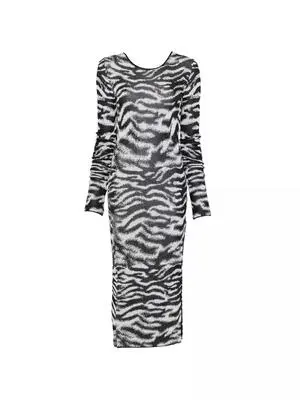 Attico Zebra-print Backless Midi Dress - Black