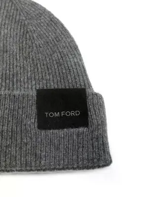 TOM FORD Ribbed-knit Logo-patch Beanie Hat