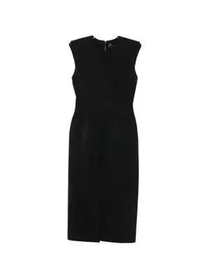 MUGLER Padded-shoulder Midi Dress - Black
