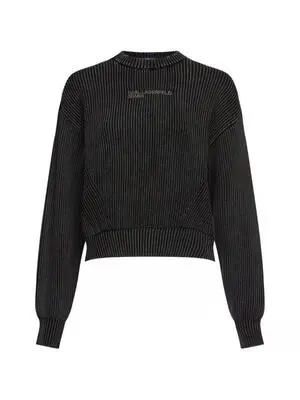 Karl Lagerfeld Ribbed Knit Sweater With Logo Embroidery