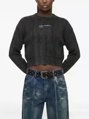 Karl Lagerfeld Ribbed Knit Sweater With Logo Embroidery
