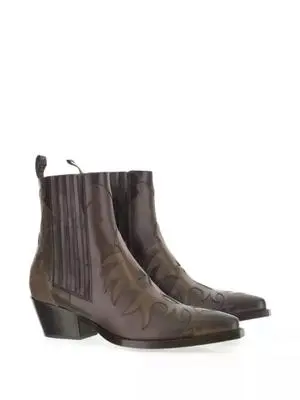 Sartore Decorative-stitching Leather Ankle Boots