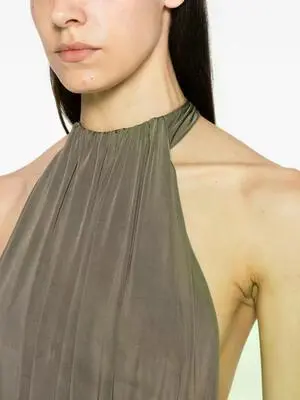 Arcina Ori Halterneck Maxi Dress With Gathered Detailing - Grey
