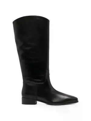 Patrizia Pepe Logo-plaque Square-toe Boots - Black