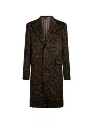 Etro Jacquard Coat With Animal Motif - Brown