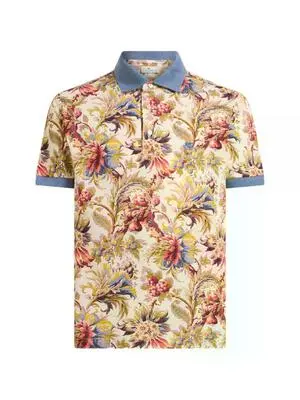 Etro Floral-print Polo Shirt - Blue