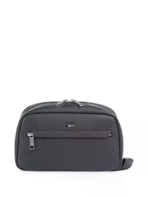 BOSS Logo-detail Leather Washbag - Blue