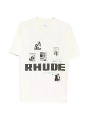 Rhude Graphic-print Logo-print T-shirt - Neutrals
