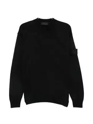 Stone Island Logo-patch Crew-neck Sweater - Black
