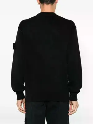 Stone Island Logo-patch Crew Neck Sweater - Black