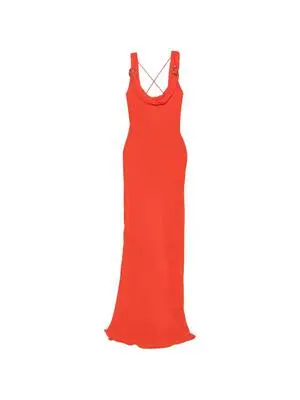 Patrizia Pepe Cowl-neck Ring-detail Dress - Red