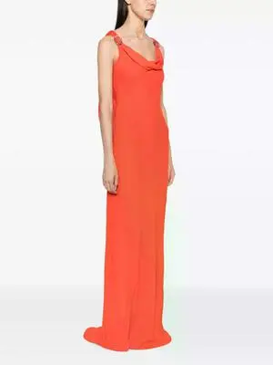 Patrizia Pepe Cowl Neck Ring Detail Georgette Maxi Dress