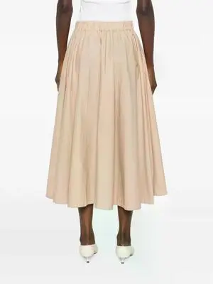 WHITE SAND Pleated Elasticated-waistband Midi Skirt