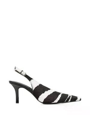 Patrizia Pepe Zebra-print Leather Slingback Pumps - Black