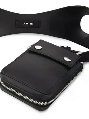 Amiri Draped Leather Shoulder Bag - Black