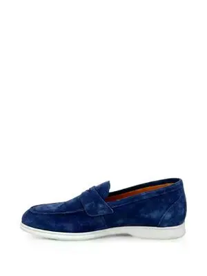 Kiton Calf Suede Penny Loafers - Blue