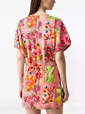 NEVER FULLY DRESSED Fruit-print Puff-sleeve Cotton Midi Dress