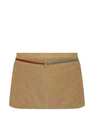 Oseree Lurex-detail Belted Mini Skirt - Gold