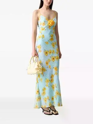 NEVER FULLY DRESSED Floral-print Rosette-detail Maxi Dress