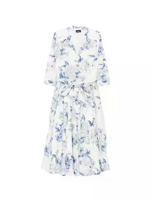LAVI COUTURE Floral-print Belted Dress - White