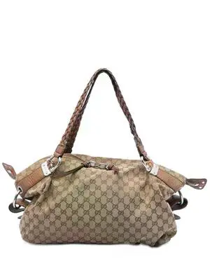 Gucci 2016-2026 Medium Gg Canvas Bamboo Bar Tote Bag - Neutrals