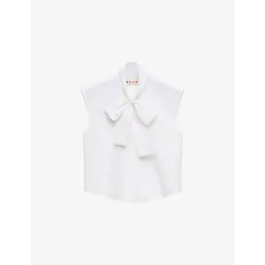 Marni Sleeveless Neck-tie Cotton Blouse - 00w01