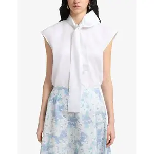 Marni Sleeveless Neck-tie Cotton Blouse