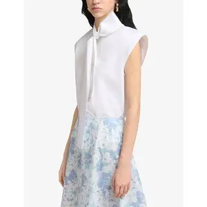 Marni Sleeveless Neck-tie Cotton Blouse