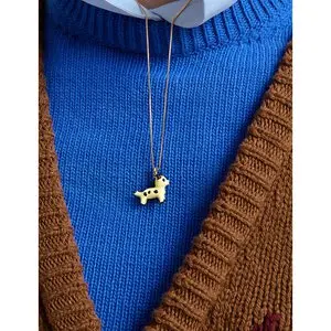 Marni Enamelled Dog Charm Brass Necklace