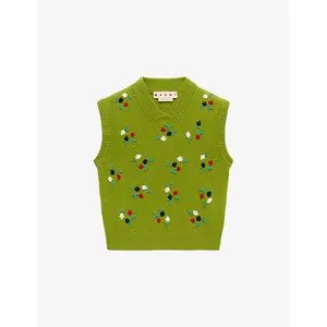 Marni Flower-embroidered Wool And Cashmere Vest - Flv40