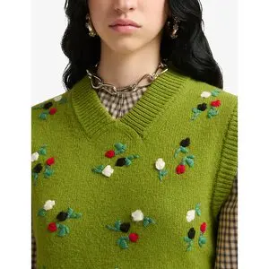 Marni Flower-embroidered Wool And Cashmere Vest