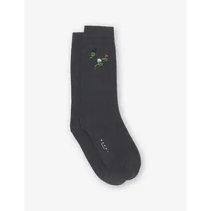 Marni Flower-embroidered Wool And Cashmere-blend Socks - Fln60