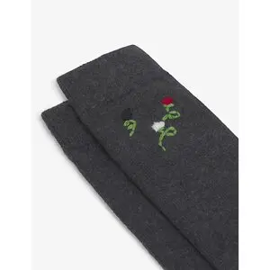 Marni Flower-embroidered Wool And Cashmere-blend Socks