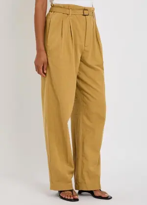 Polo Ralph Lauren Belted Cotton And Linen-blend Trousers