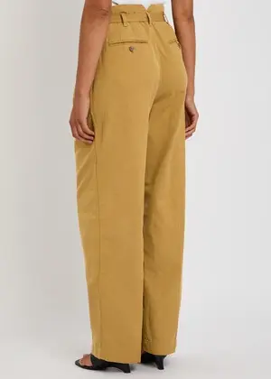 Polo Ralph Lauren Belted Cotton And Linen-blend Trousers