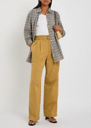 Polo Ralph Lauren Belted Cotton And Linen-blend Trousers