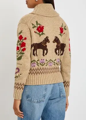 Polo Ralph Lauren Intarsia Cotton-blend Cardigan - Beige