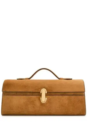 Savette Slim Symmetry Suede Pochette - Tan