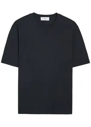 LARDINI Cotton And Silk-blend T-shirt - Navy