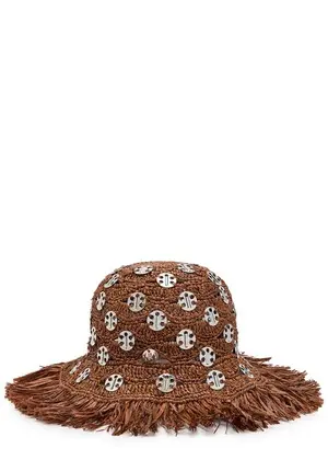 Rabanne 1969 Disc Raffia Sun Hat - Brown