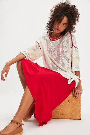 We The Free Mesh Lace Jersey Tee - Clean Ivory