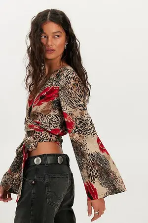 Free People Roxie Wrap Top At Free People In Fennel Combo Tea Combo