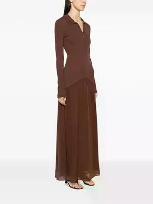 Patrizia Pepe Ribbed Knit Maxi Dress With Button Fastening