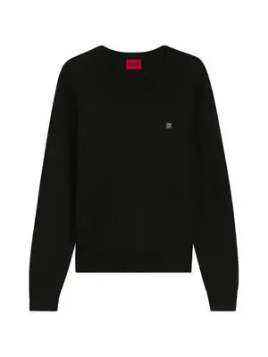 Hugo Setallo Knitted-piqué Sweater With Metallic Stacked-logo